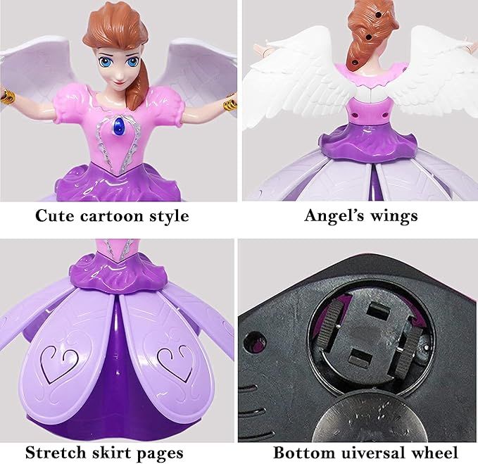 V21 Dancing Princess Doll for Kids – 360° Rotating Angel Girl Toy with ...