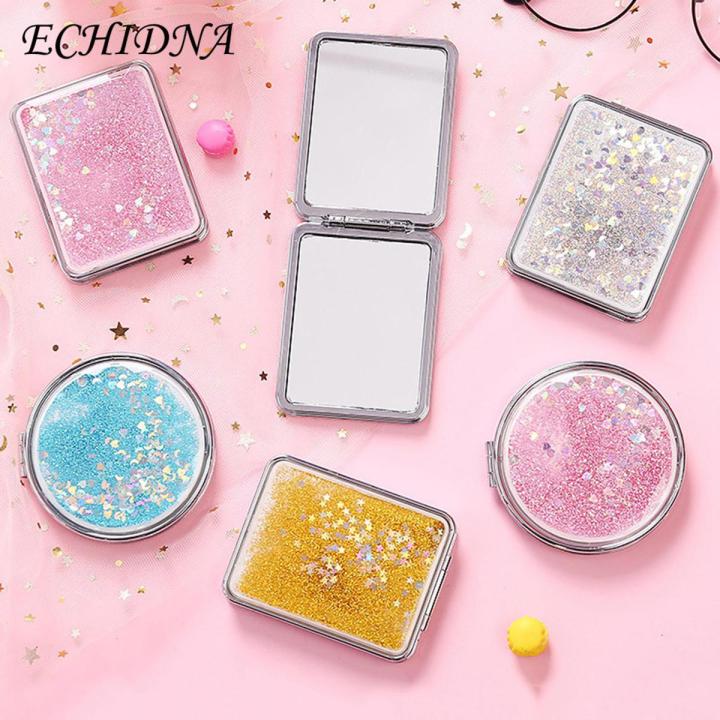 ECHIDNA Mini Vanity Mirror Shiny Quicksand Long-lasting Makeup Mirror ...