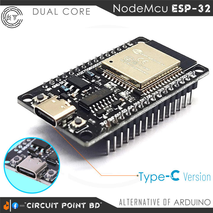 Nodemcu Esp32 Esp32s Wroom Type C 32 Bit Dual Core Ch340 240 Mhz