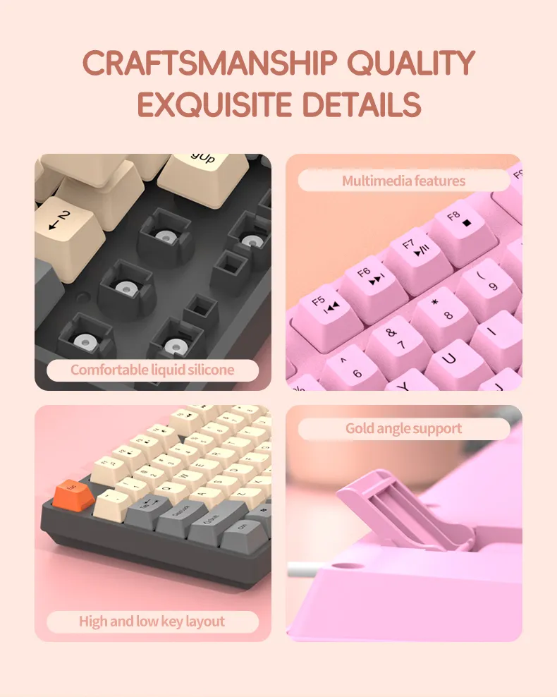 Mechanical Wired Gaming Keyboard Ergonomics Splash Water 104keys ABS ...