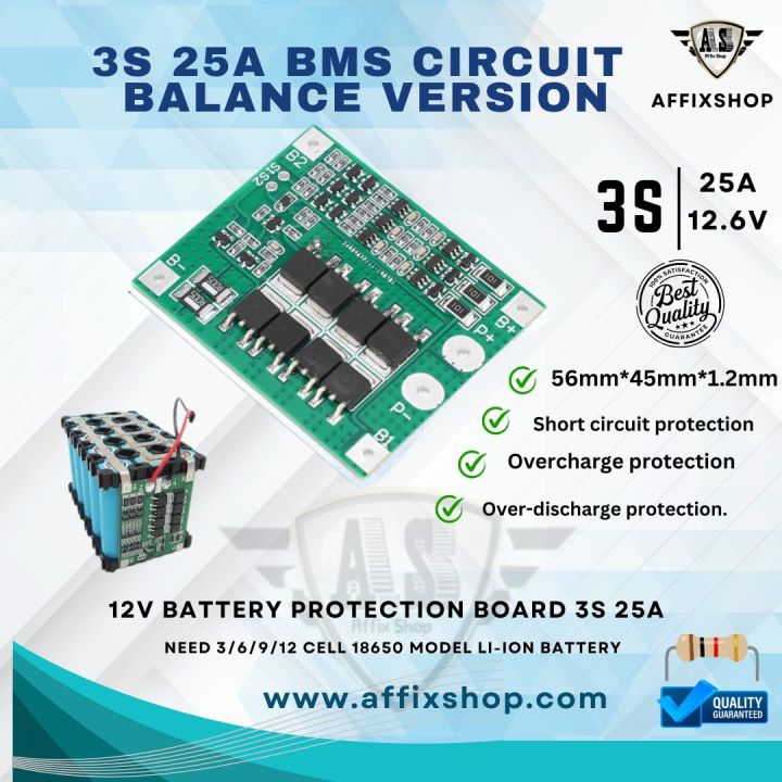3S bms 12V 25A Li-ion 18650 cell Protection Board Balance Module - BMS ...