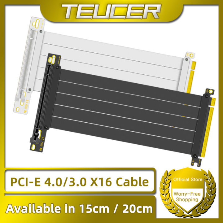 TEUCER PCI-E 4.0 X16 Riser Cable Video Card Extension Shielded Flexible ...