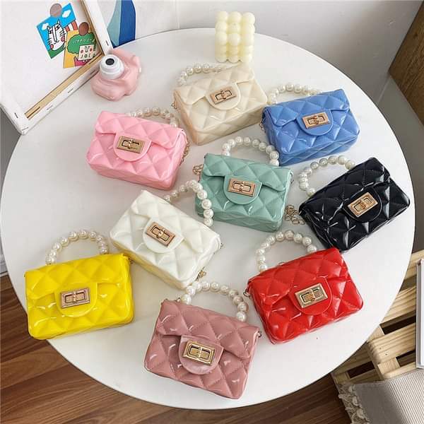 Mini Plastic Jelly Bags Handbag PU Leather Crossbody Bags with Pearl ...