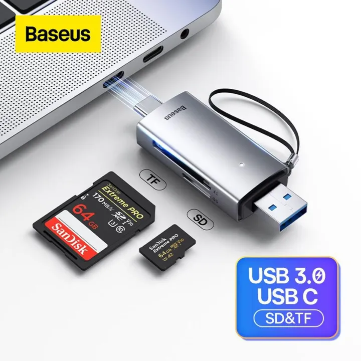 Baseus Card Reader Dual Output USB-A & Type-C to SD TF Card Reader ...