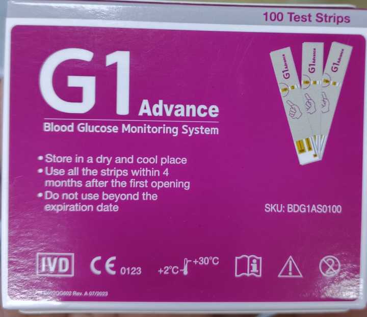 G1 Advance Blood Glucose test strips (50+50)= 100 pcs | Daraz.com.bd