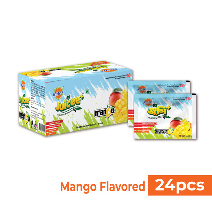 Juicee+ Mango Instant Drinks Powder - 15gm ( 24 pcs Pack ) | Daraz.com.bd