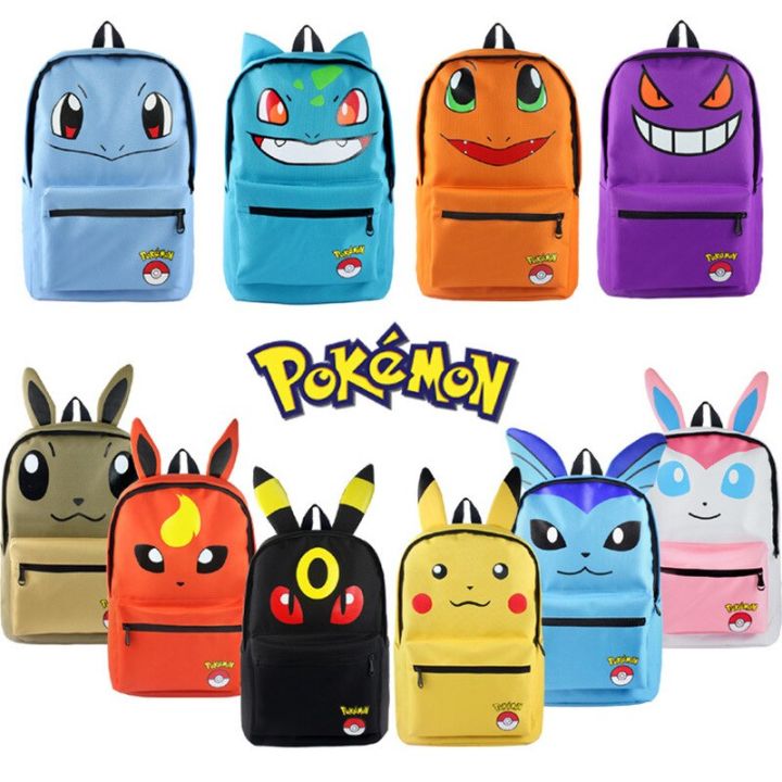 New Anime Pokemon Pikachu Nylon Backpack Squirtle Eevee Bulbasaur ...