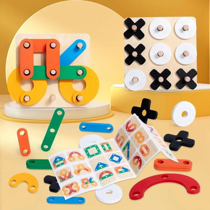 Two-in-one Wooden Pegboard Puzzle And Tic-tac-toe Game, Letter Number ...