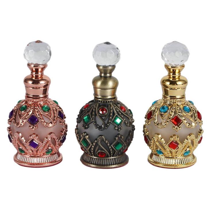 15ml Vintage Metal Perfume Bottle Fancy Arab Style Essential Oil ...