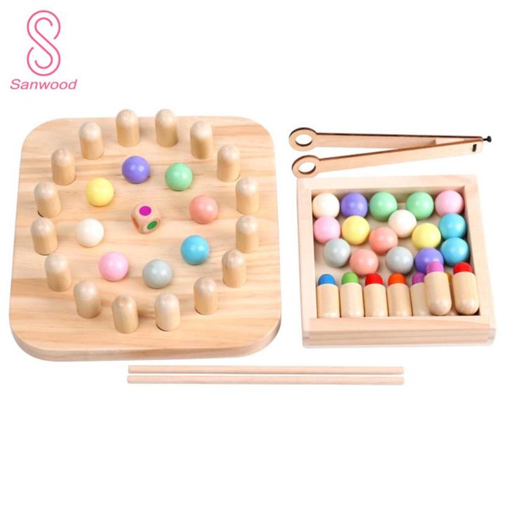 2 in 1 Wooden Memory Match Stick Chess Clipping Bead Game Development ...