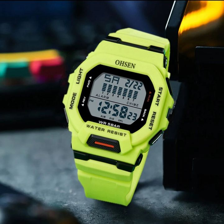 New OHSEN Green Hombre Male Digital Watches 5ATM Dive Man Mens Sports ...
