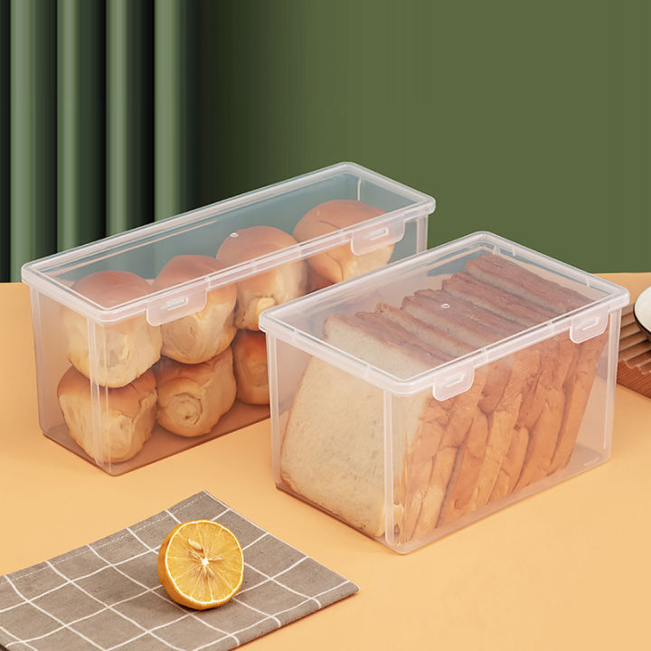 Bread Container Storage Box Dispenser Transparent With Cover Case Toast ...