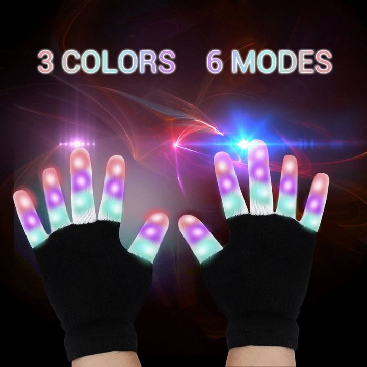 （New）Party Rave LED Flahing Glove Glow Light Up Finger Lighting ...