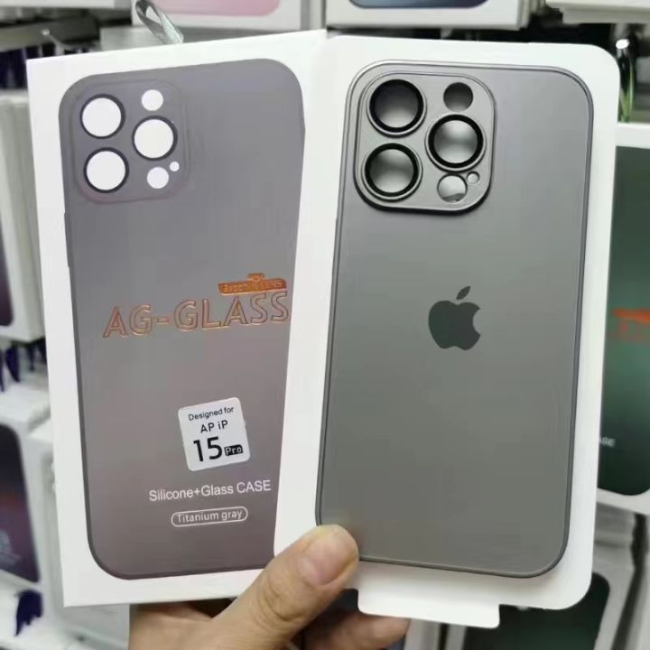 AG Glass Shining Shockproof Phone Case with Camera Lens Film for iPhone 14, 13, 12, 11 Series ...