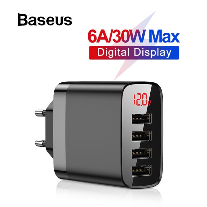 Baseus 4 USB Digital Display Travel Charger 2.4A Max/USB Port | Daraz ...