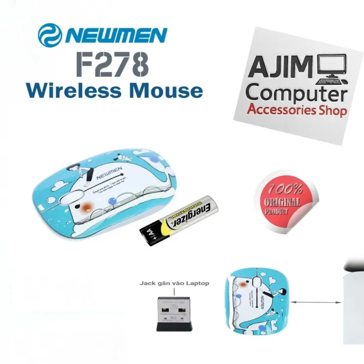 F278 Whale wireless Mouse 2.4GHz With Battery 10 Meter 360 degree ...