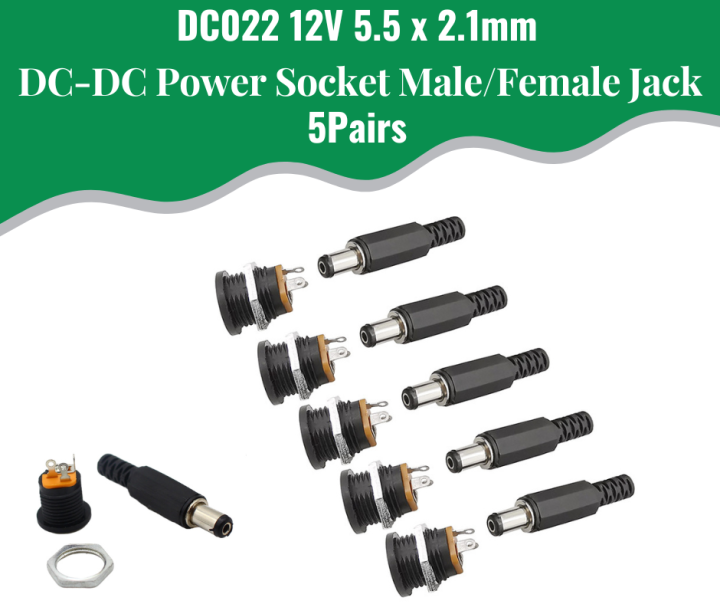 10Pcs (5Pair) 12V 3A 5.5x2.1mm DC Power Male Plugs Connector DC Power ...