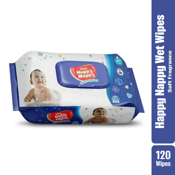 Happy Nappy Wet Wipes for Baby - 120 Pieces | Daraz.com.bd