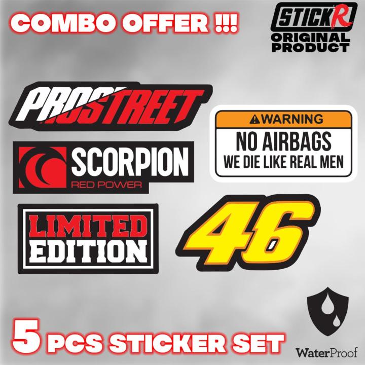 5 pcs Sticker Combo Package 1 Waterproof Motorcycle Sticker | Daraz.com.bd