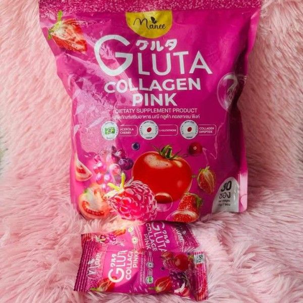 Manee Gluta Collagen Pink Juice 1 Pack 30 Sachets Manee Gluta Collagen ...