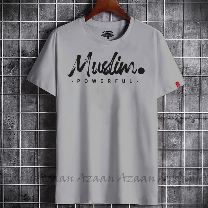 Muslim Design Ash Colour Jersey Fabric Half Sleeve T-shirt For Men's ...