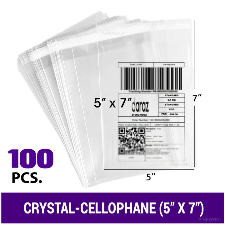 Crystal Cellophane (5" x 7" ) 100 Pcs Poly for Packaging Material Print ...