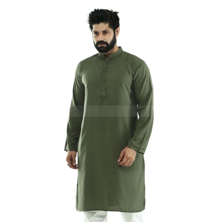 Deep olive panjabi for men | Cotton panjabi collection for men 2024 ...