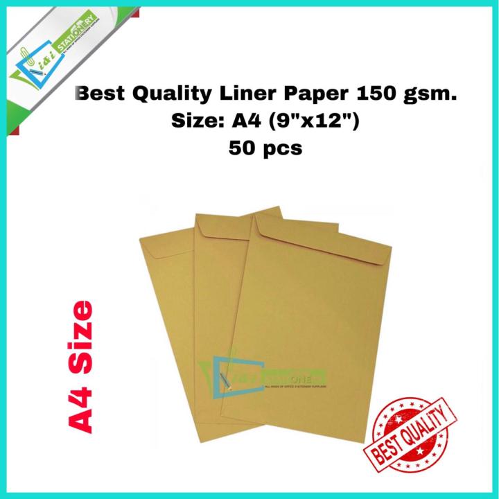 Envelope (A4 9''x12'') size Liner Paper 150 GSM ( 50 pieces Bundle ...