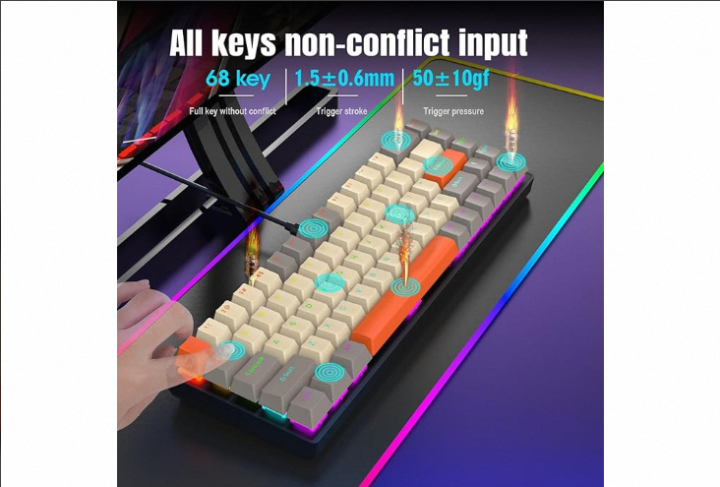 FOREV FV-Q68 Mini Mechanical 68 Keyboard Gaming Hot Swap RGB Backlight ...