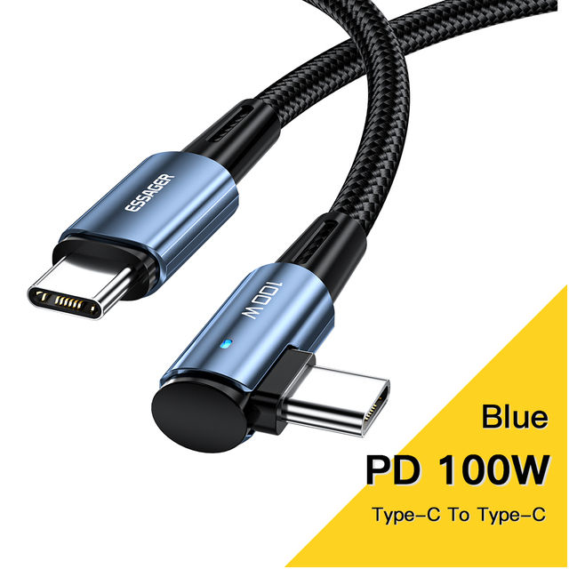 Essager PD 100W 60W USB Type C To Type C Data Cable 90 Degree Angle For Samsung Huawei Fast ...