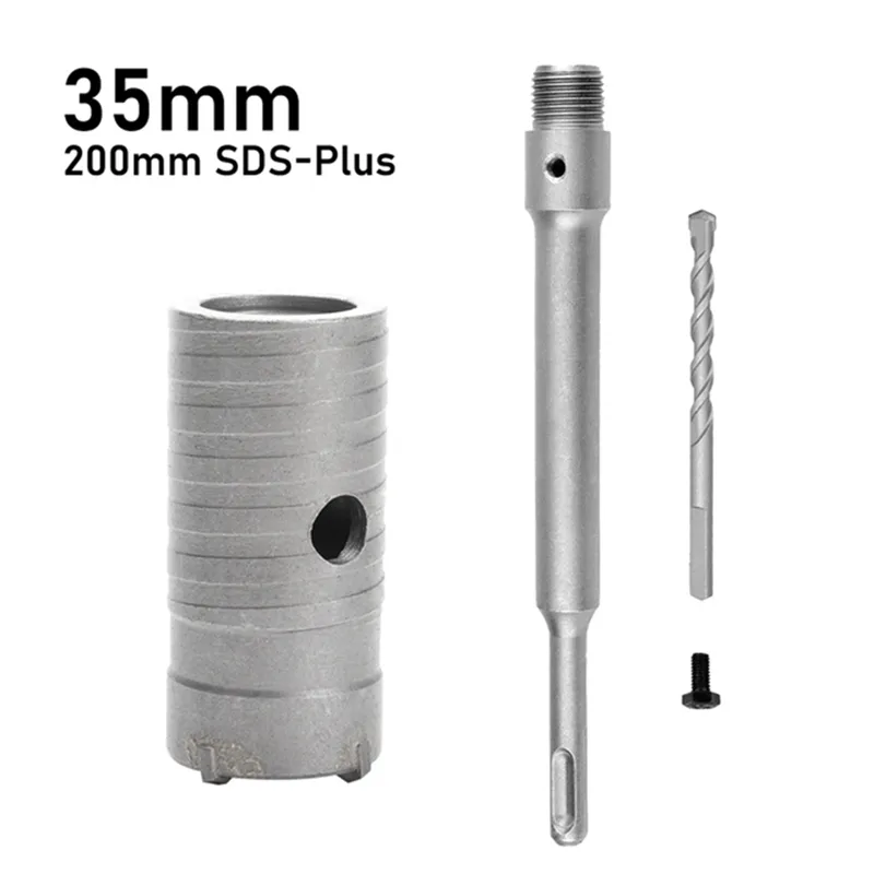 SDS Plus Hammer Drills Wall Hole Saw Drill Bit Set Cutter Tools with Round Shaft Concrete Cement ...
