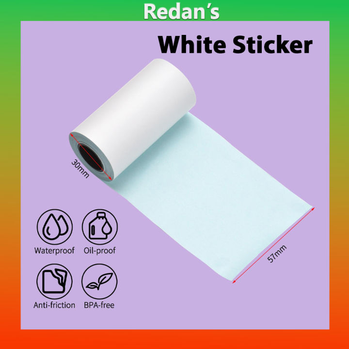 Thermal White Sticker Paper for Mini Printer - 57x30mm White Thermal ...