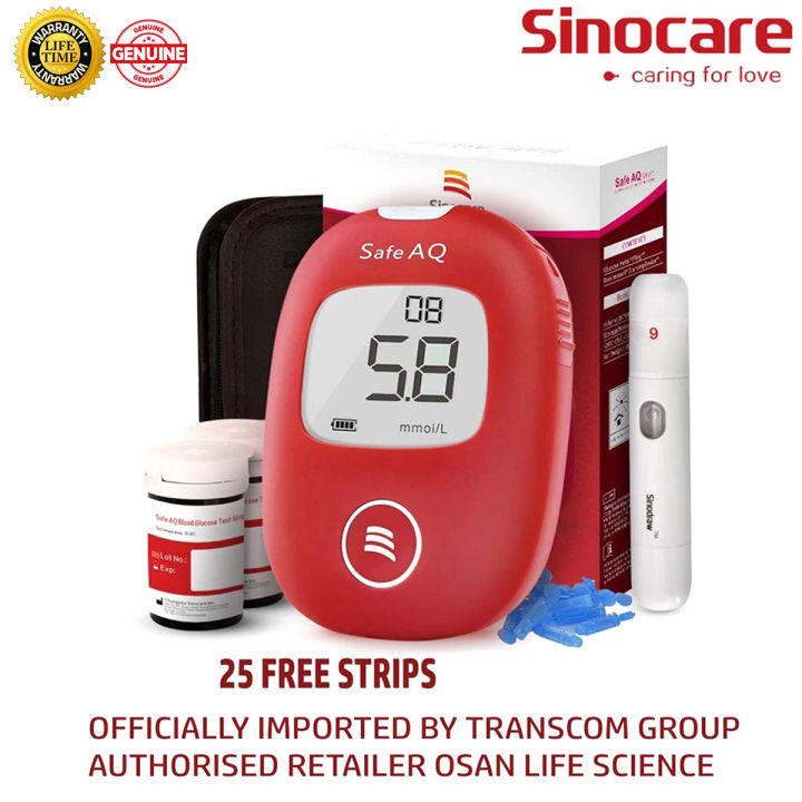 Sinocare Safe AQ Smart Glucose/Sugar Test Meter Diabetes Test Machine ...