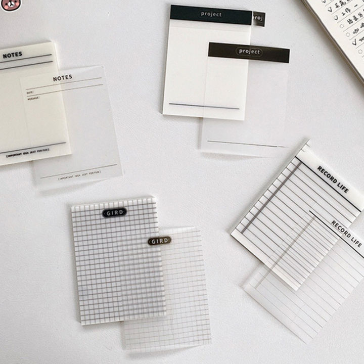 50 Sheets Transparent Grid Record Sticky Notes Waterproof Self-Adhesive ...