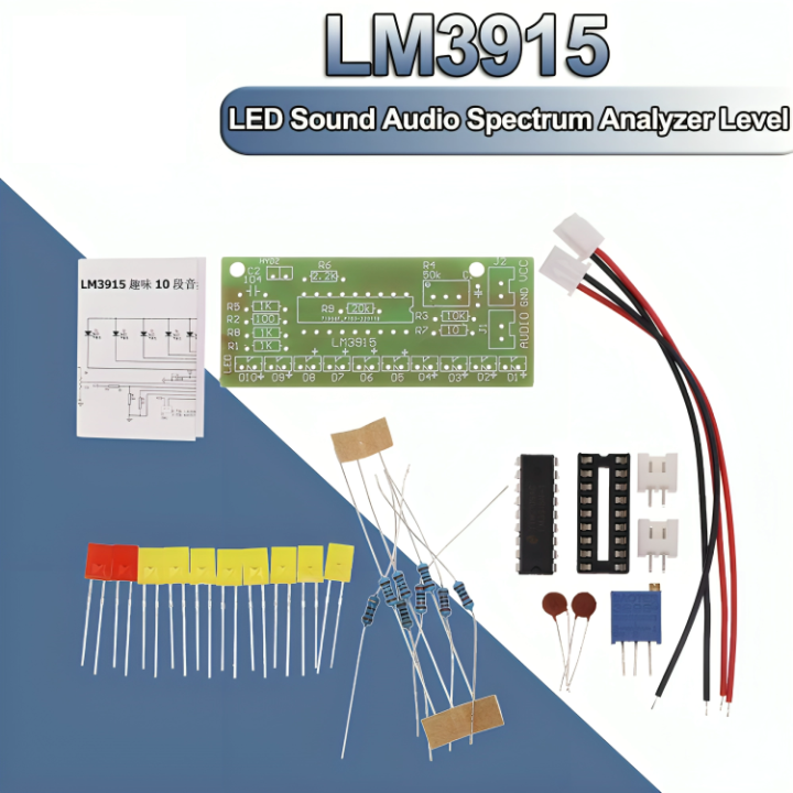 LM3915 DC 9V-12V 10 LED Sound Audio Spectrum Analyzer Level Indicator ...