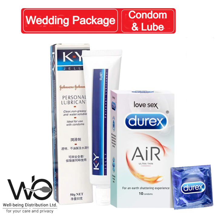 Wedding & Honeymoon Combo Package - Condom & Lubricant - Durex Air ...