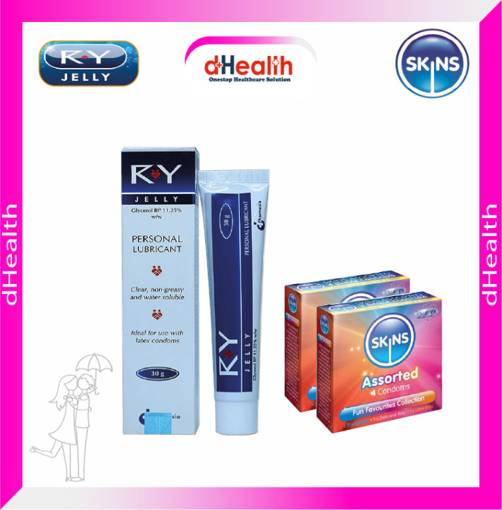 Ry Jelly 30gm 1 Pc & 2,s SKINS Assorted Premium Condoms Combo Pack ...