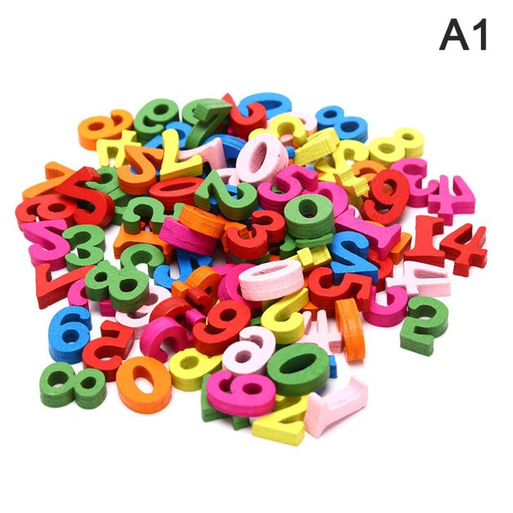 100PCS/Set Colorful Wooden Numbers Letter For Children Learning ...
