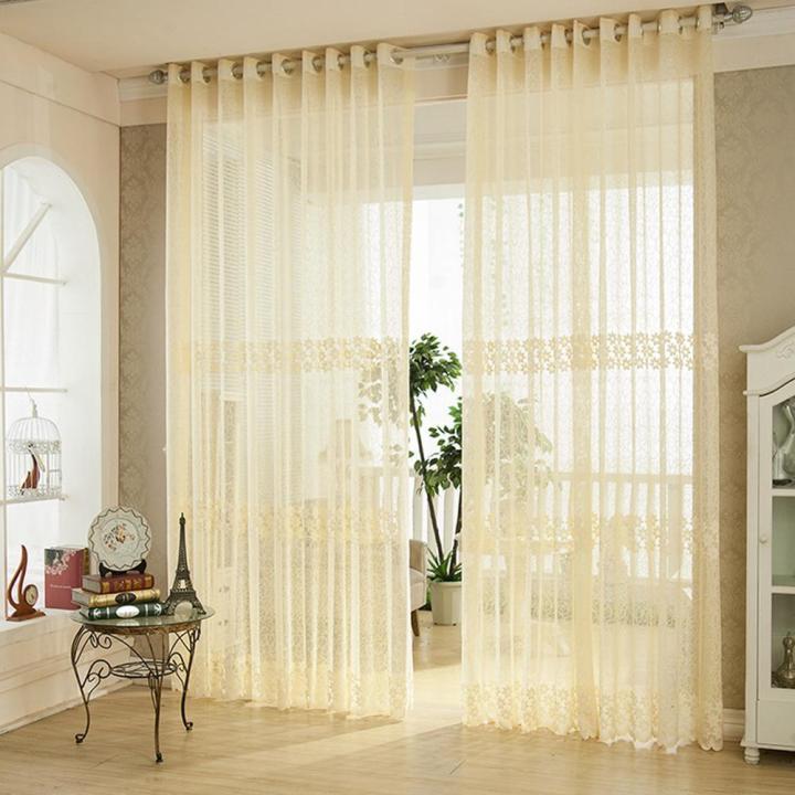 Window Tulle Drop Curtain Modern Floral Living Bedroom Sheer Panel ...