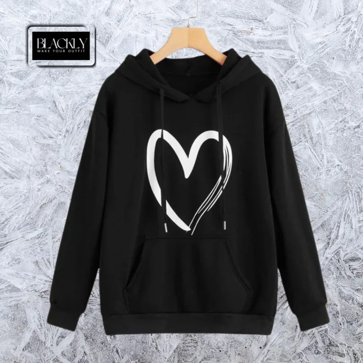 Heart Printed Pull Over Hodi For Women | Daraz.com.bd
