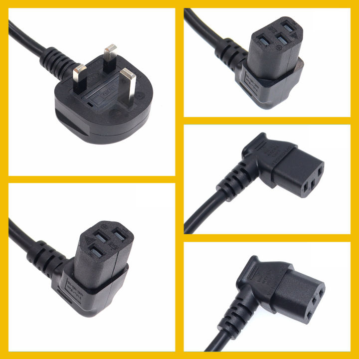 Angled C13 Computer UK Power Cable European Type G Adapter Plug to IEC C13 Extension Cord For ...