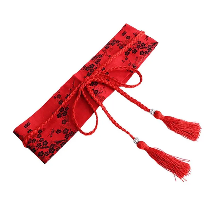 Chinese Women Satin Waist Belt, Kimono Belts Girdle Floral Printed Tied ...