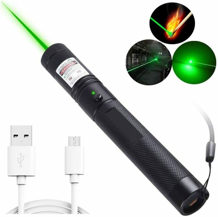 USB Rechargeable Green Laser Pointer Pen Visible Beam Light Lazer ...
