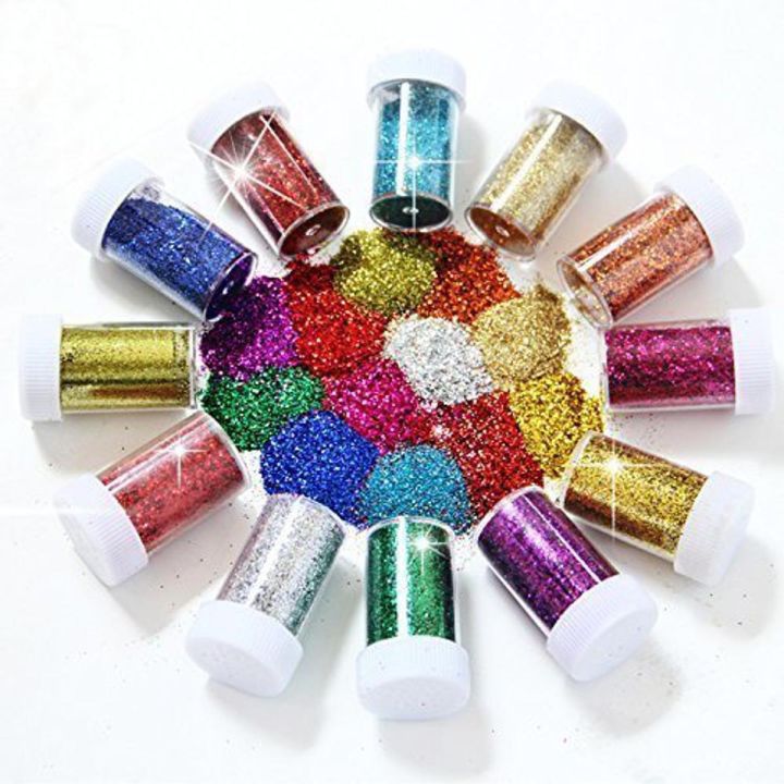 Multi Color Craft Glitter Shaker Jars Set of Beautiful Bottles with Non ...