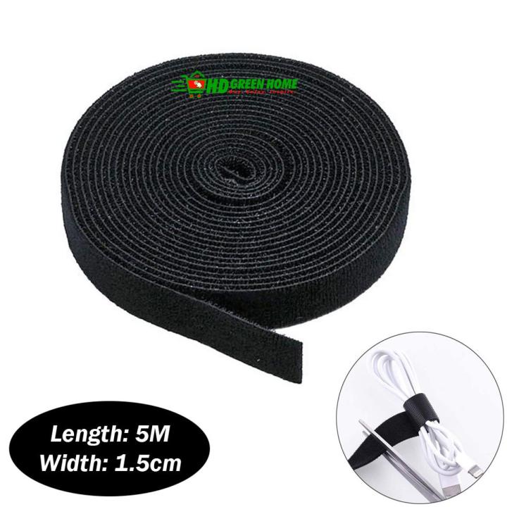 5M x 1.5cm Back to Back Velcro Cable Organizer Tie Hook and Loop Velcro ...