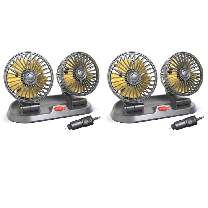 2X 12V Car Fan Double Head Fan Portable Auto Cooling Fan Cooling Big ...