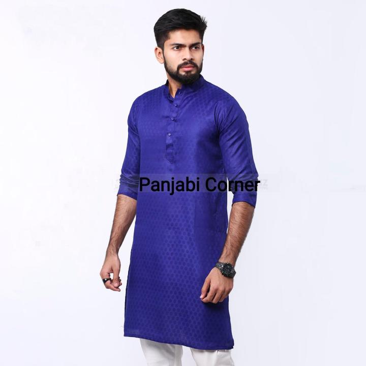 Stylish Semi Long Panjabi For Men ( Navy Blue) By Panjabi Corner ...
