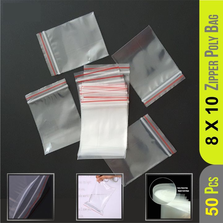 8"X10" Inch Resealable 50 pcs Clear Zipper Poly Bag/ Zip Lock Plastic ...