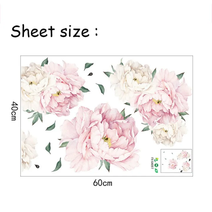 【3C VictoryEagle】Beautiful Peony Self Wall Sticker Room Hallway Decal ...