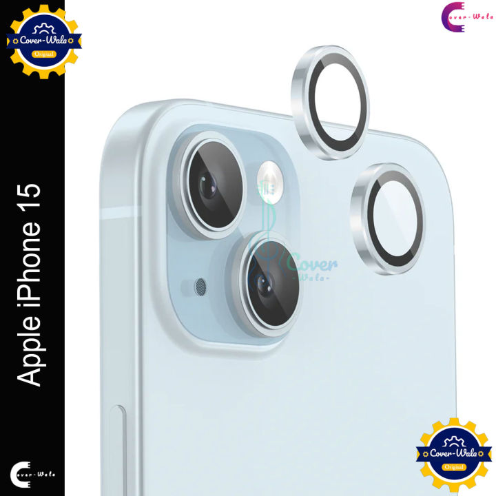 For Apple iPhone 15 Camera Protector WSKEN Metal Ring Tempered Glass ...